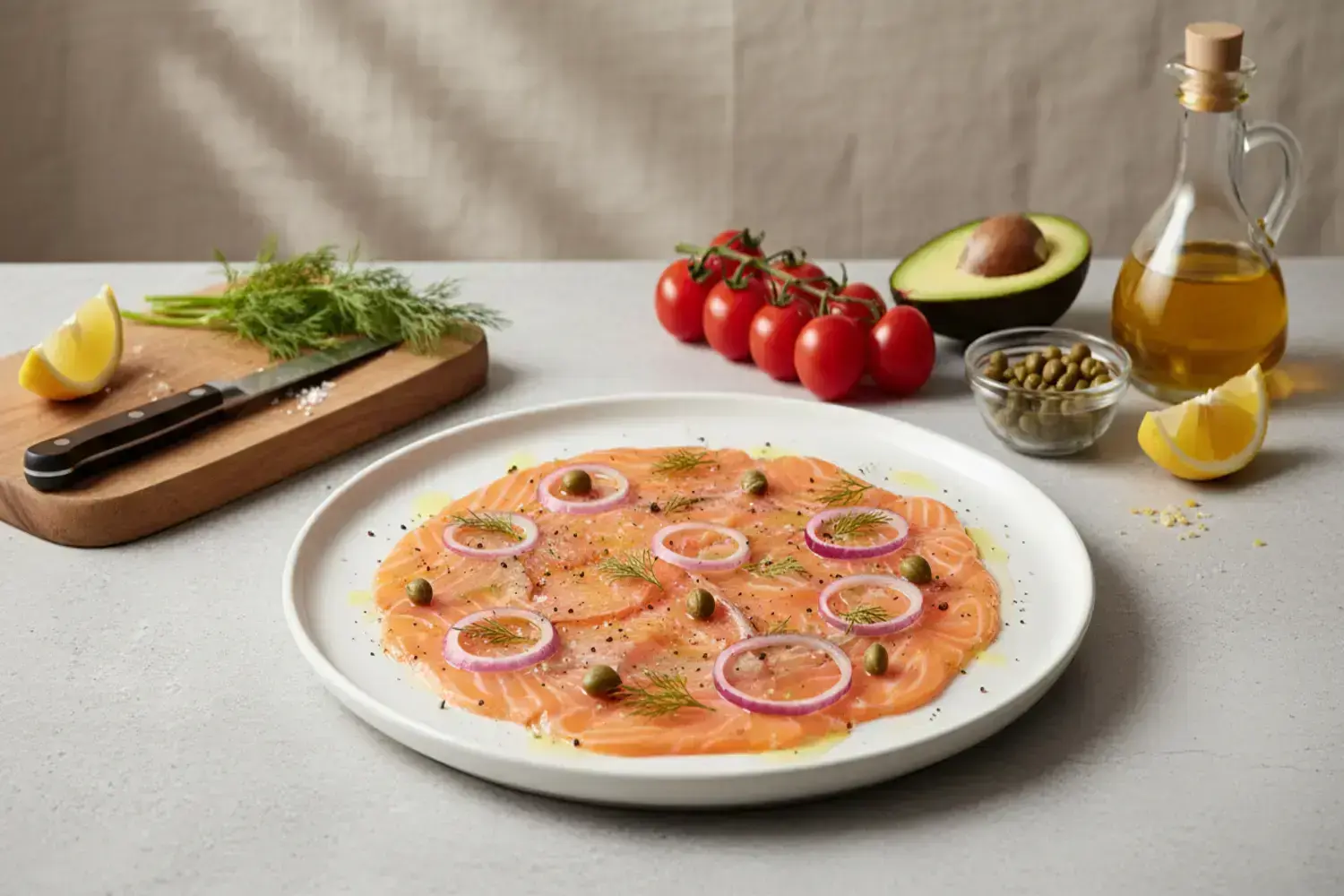 Carpaccio de salmón: receta ligera, marinados, alcaparras y seguridad